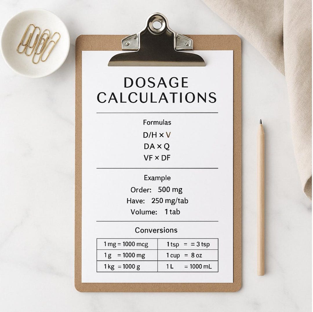 Dosage Calculation Cheat Sheet – Printable Nursing Math Guide PDF - Etsy