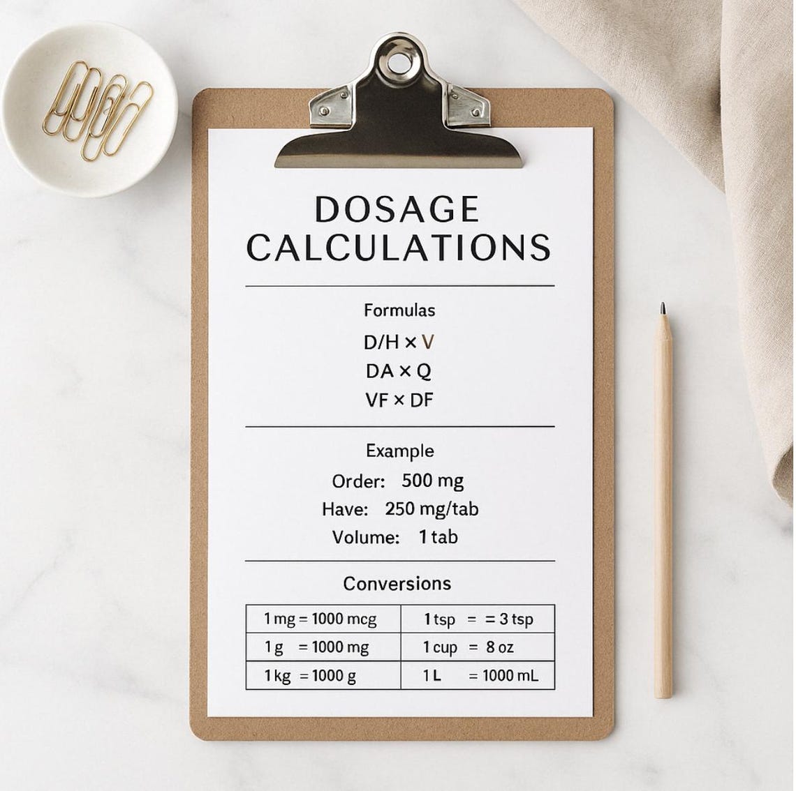 Dosage Calculation Cheat Sheet – Printable Nursing Math Guide PDF - Etsy