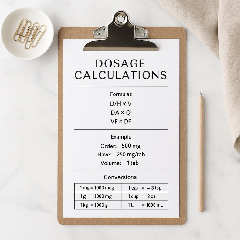 Dosage Calculation Cheat Sheet – Printable Nursing Math Guide PDF - Etsy
