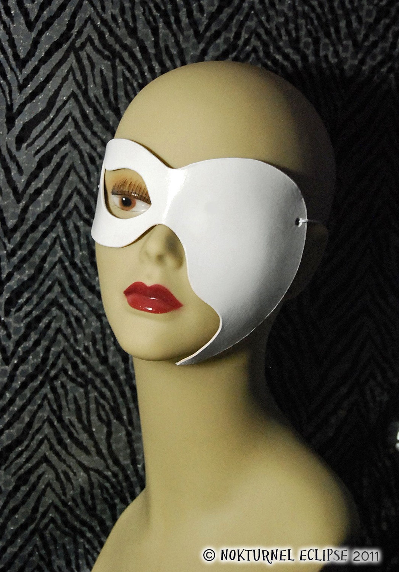 Half Face White Leather Mask Phantom of the Opera Halloween | Etsy