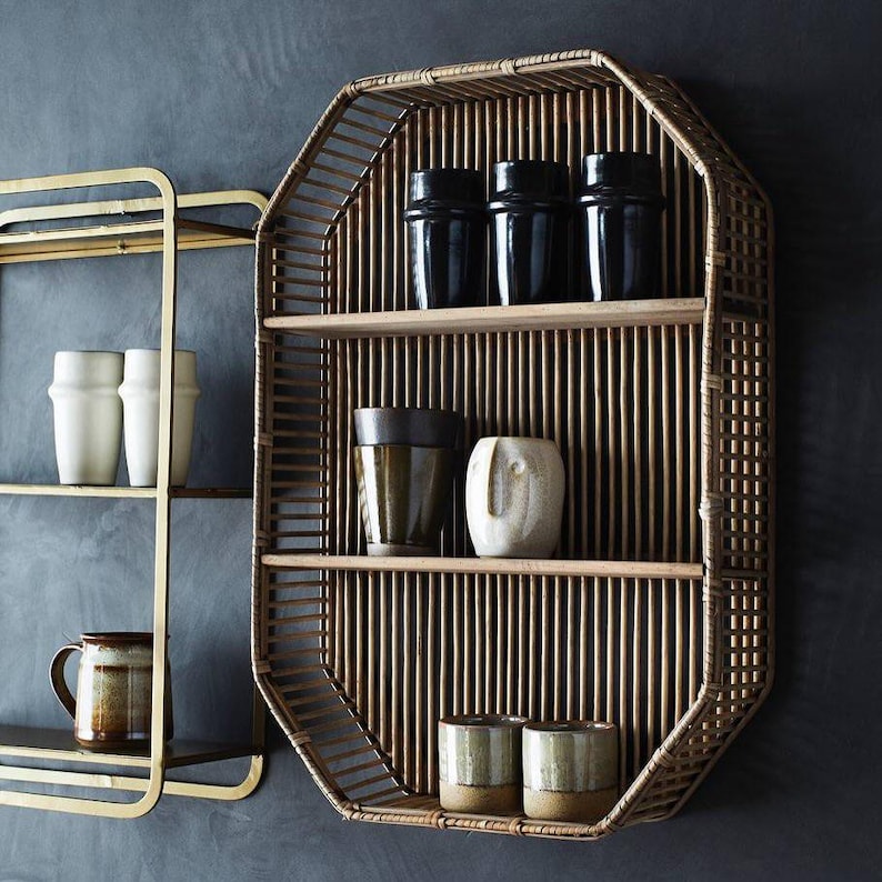Handcrafted Octagonal Bamboo Wall Shelf: Boho Home Decor (62x44cm) - Etsy