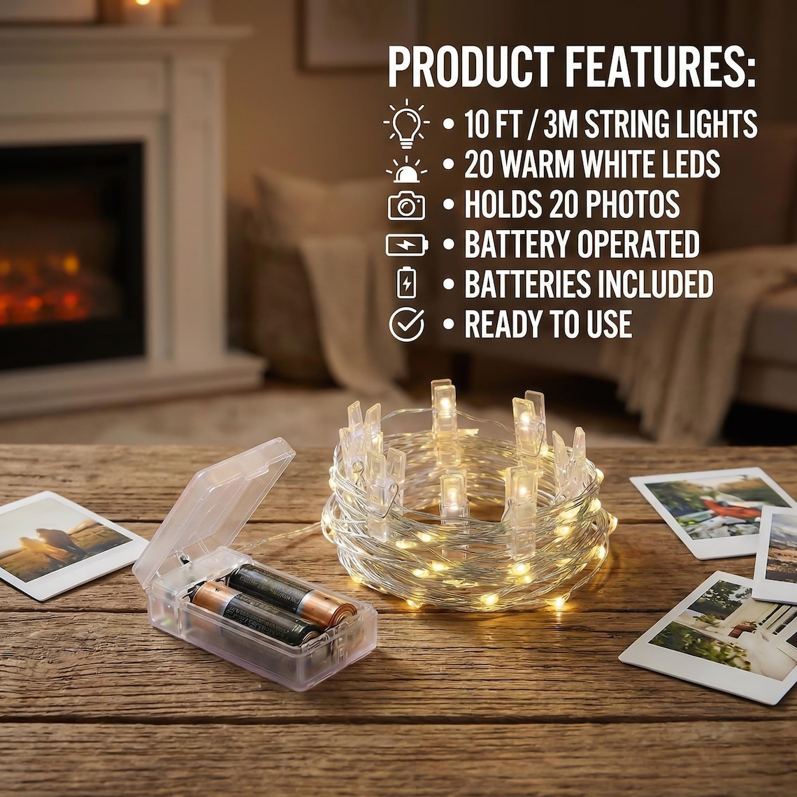 Photo Clip String Lights, Warm White LED Fairy Lights, Bedroom Decor - Etsy