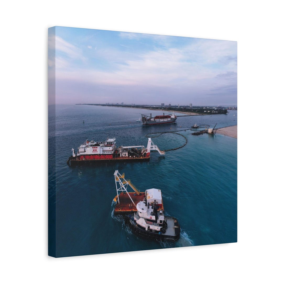 Aerial Singer Island FL Drone Photo, Dredging Boats at Lake Worth Inlet ...