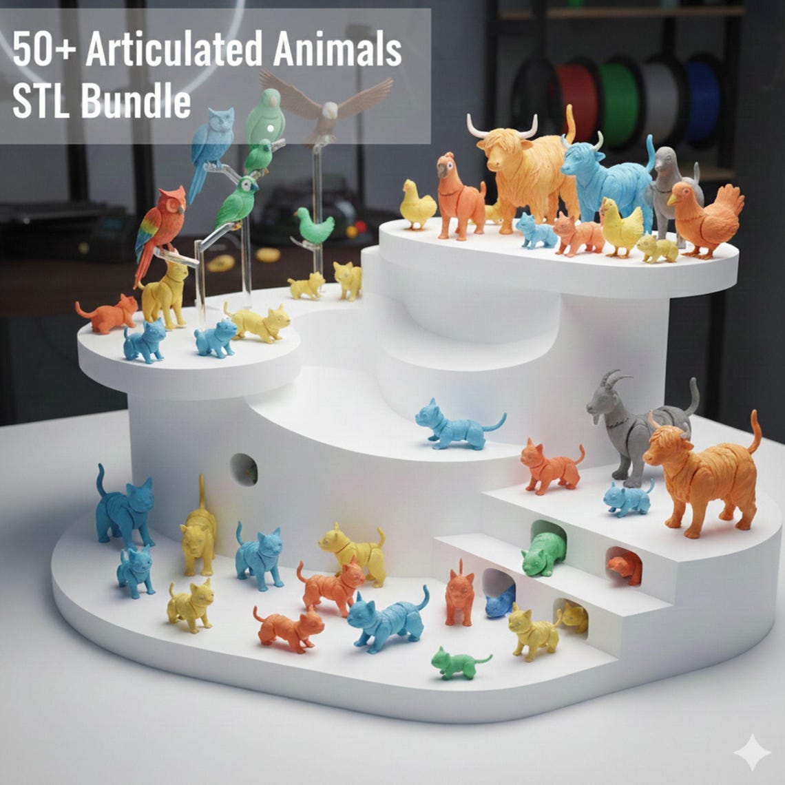 50+ Articulated Animals STL Bundle, Flexi 3D Print Models (digital ...