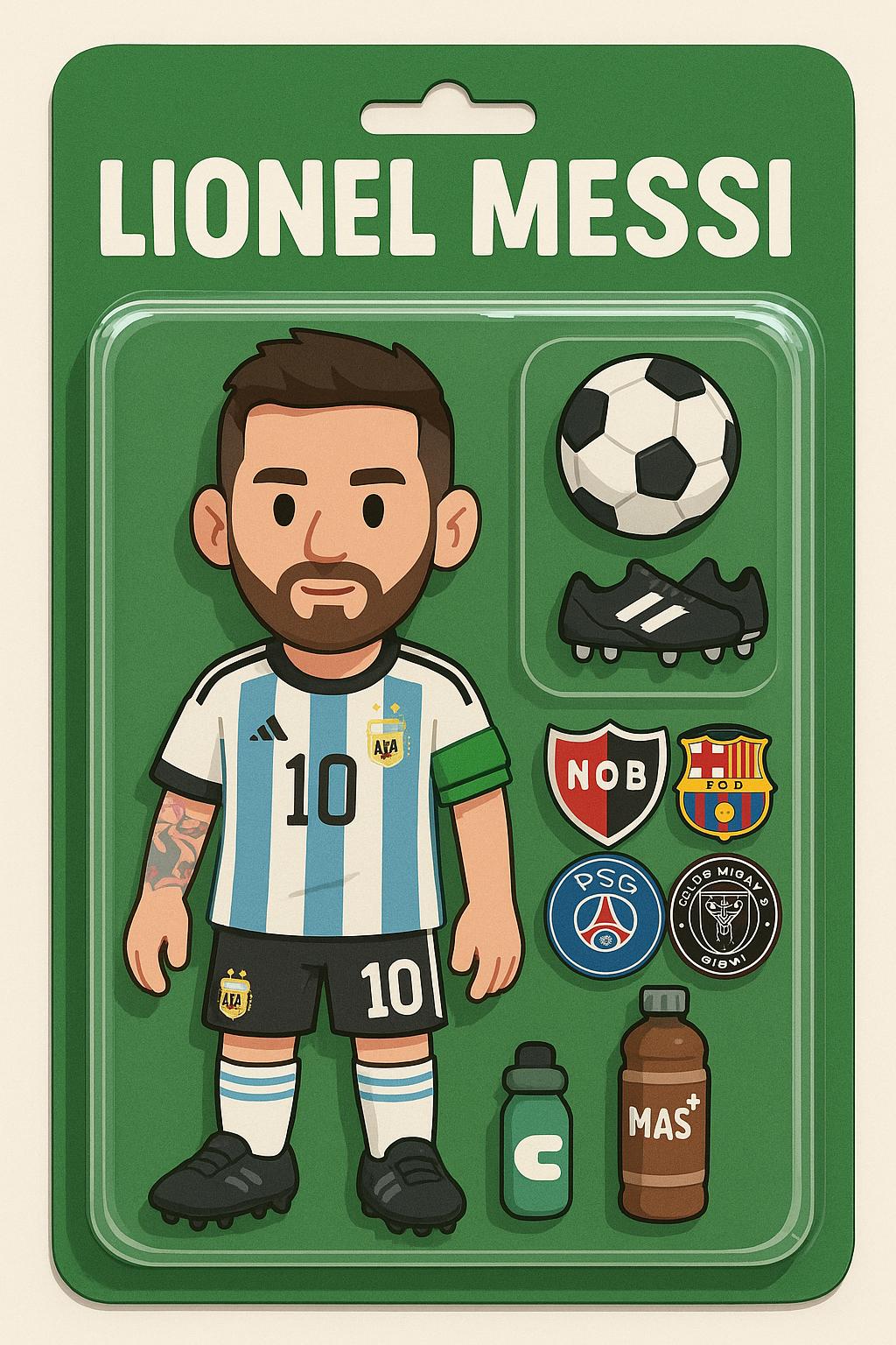 Lionel Messi Action Figure Print – Cartoon Soccer Toy Art, Argentina ...