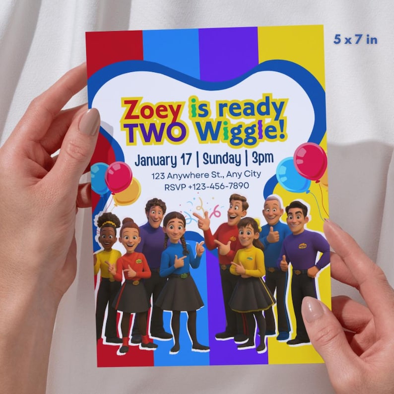 Editable Wiggles-inspired Birthday Invitation | ANY Age Party Canva ...
