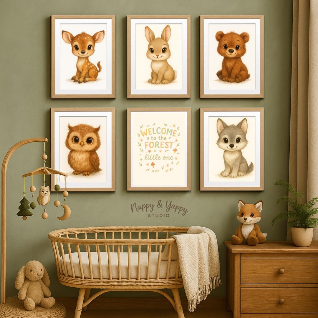 Woodland Nursery Prints | Woodland Animal Alphabet & Baby Wall Art ...