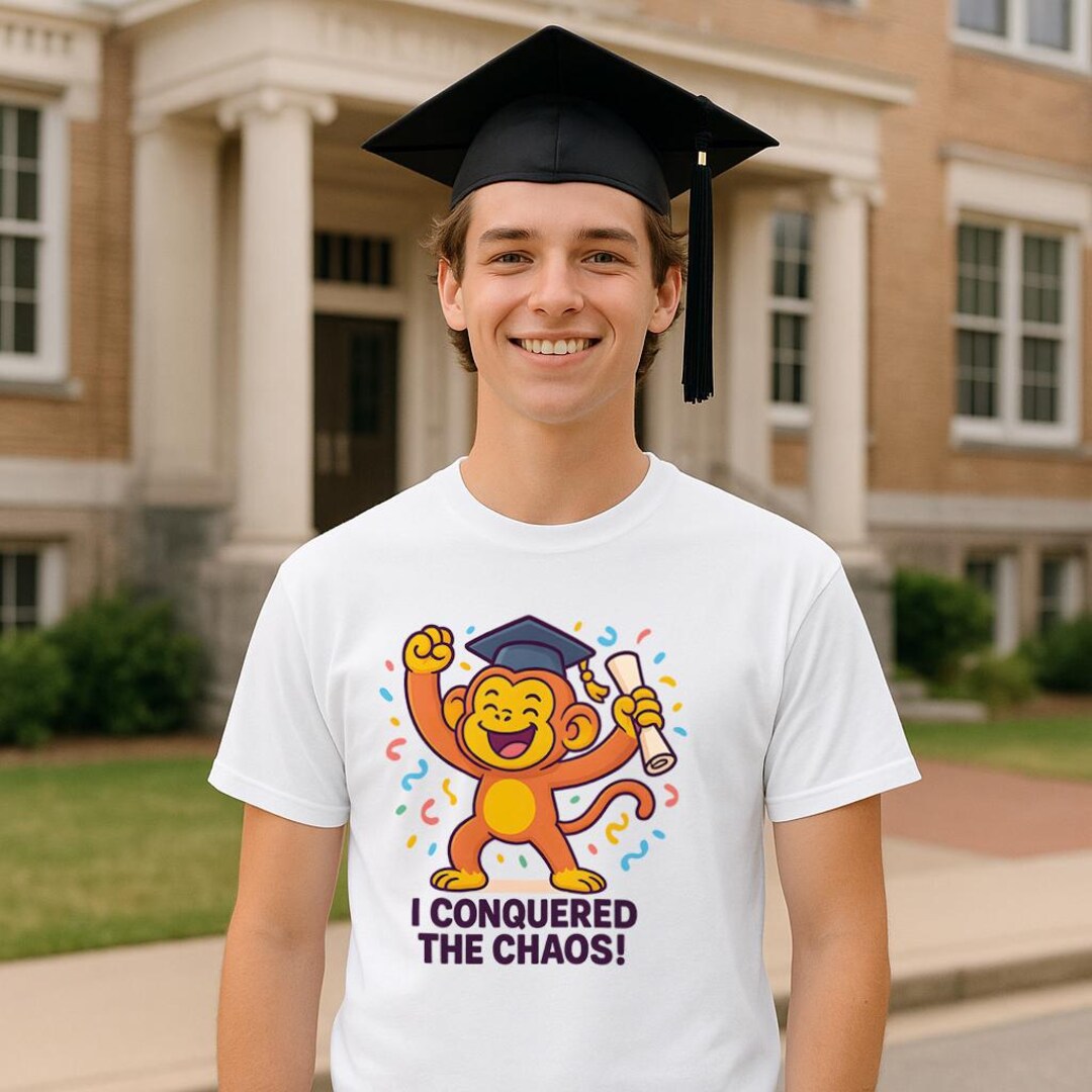 Victory Monkey Graduation Shirt | I Conquered the Chaos! Tee | Unisex ...