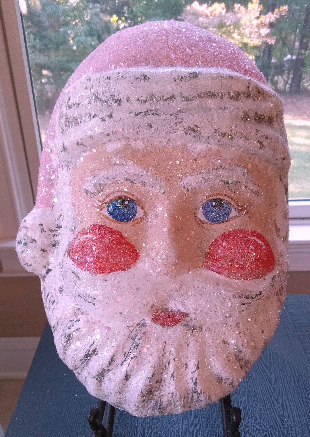 Large Santa Face Paper Mache Baby Pink - Etsy