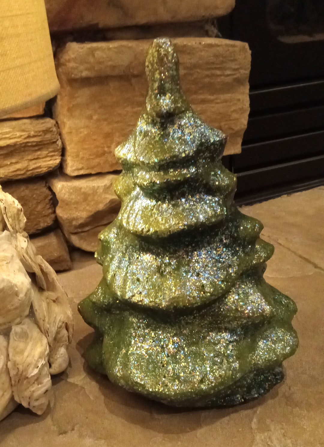 Coastal Seaside Paper Mache Evergreen Tree With Sparkle - Etsy