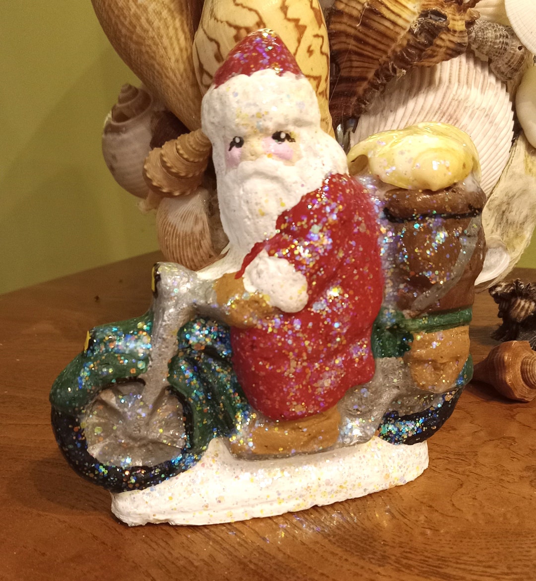 Paper Mache Coastal Christmas Motorcycle Santa - Etsy