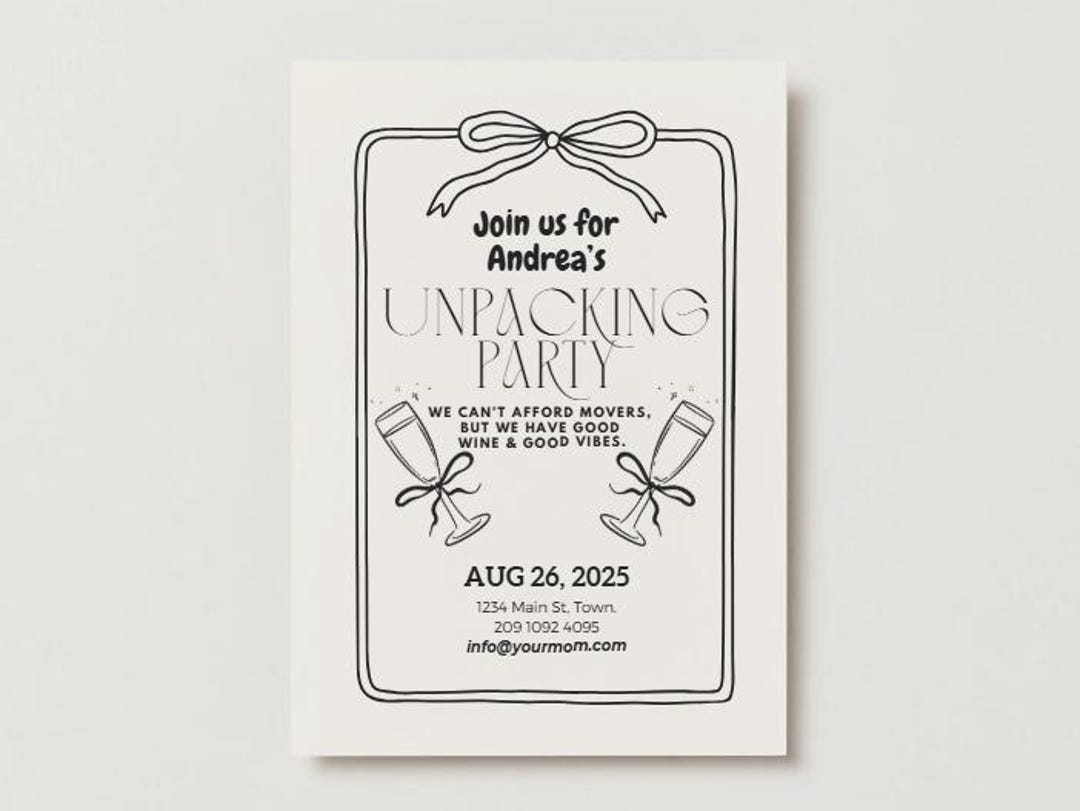 Editable Unpacking Party Invitation Template | Housewarming Party Canva ...