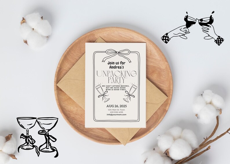 Editable Unpacking Party Invitation Template | Housewarming Party Canva ...