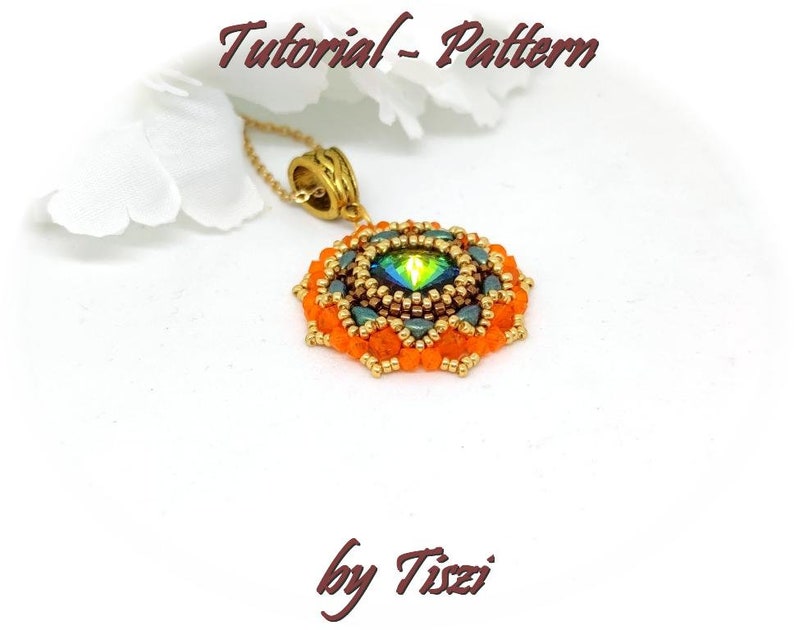Beading Pattern, Tutorial for Beaded Pendant Dana With Rivoli, Superduo ...