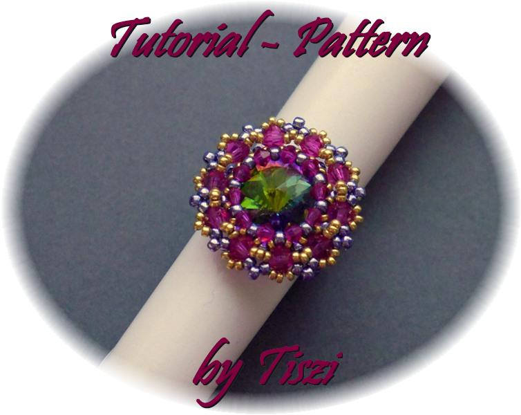 Beading Tutorial, Beading Pattern for Beaded Ring Edvina With Rivoli ...