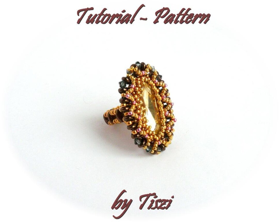 Beading Pattern, Tutorial for Beaded Ring Liora With Superduo and Crystal Baguette. PDF ...
