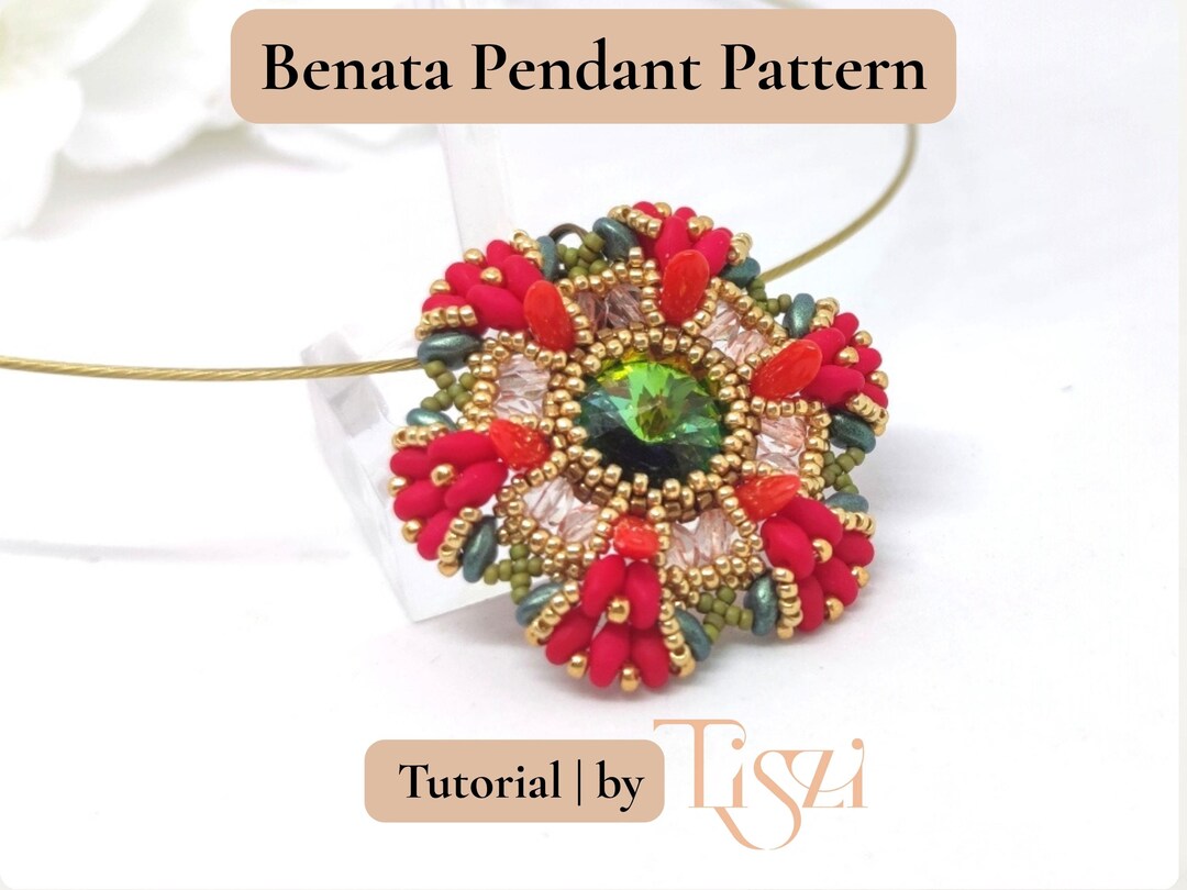 Benata Pendant Beading Pattern, Step by Step PDF, Superduo Bead ...