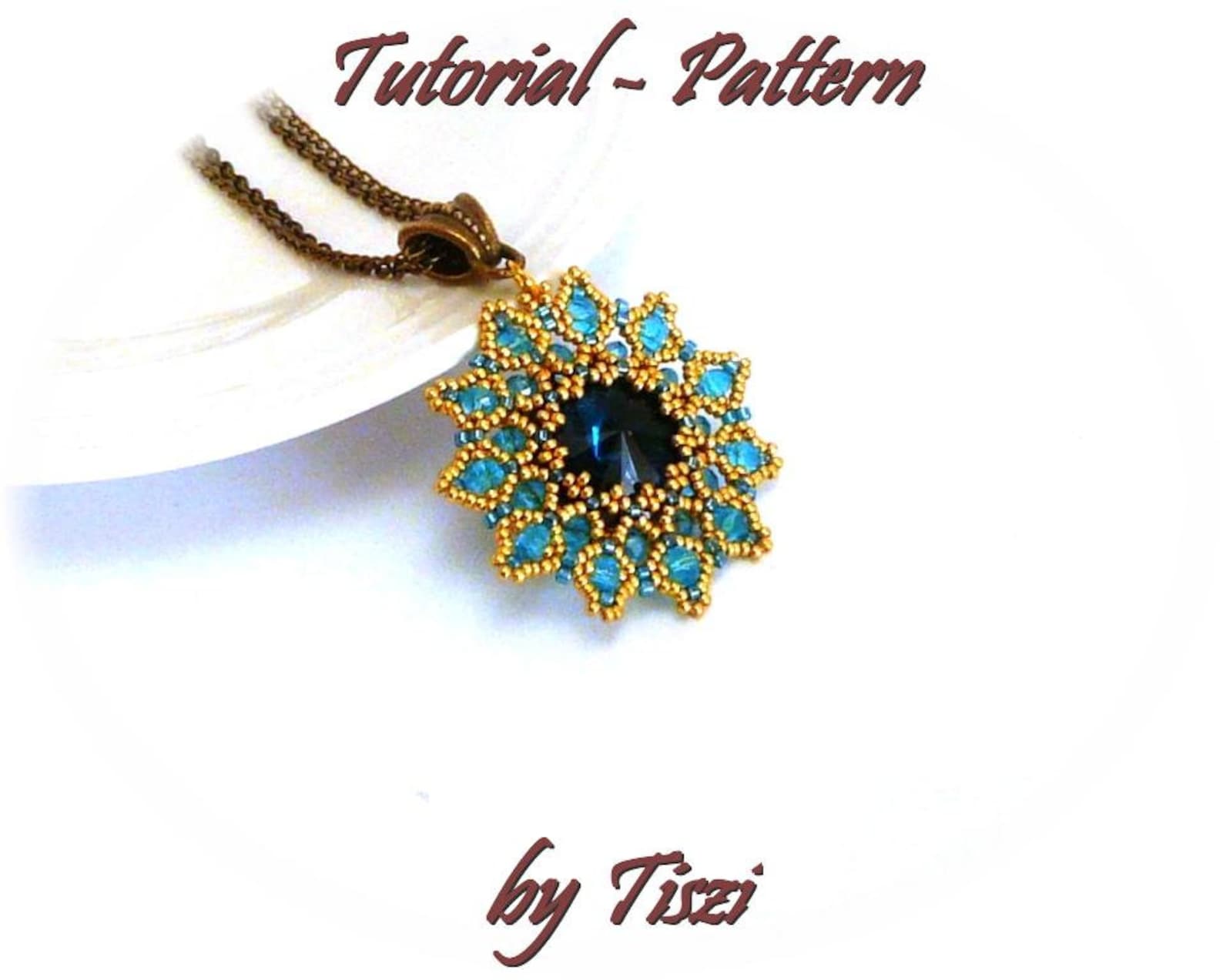 Beading Pattern, Tutorial for Beaded Pendant Meda With Rivoli and ...