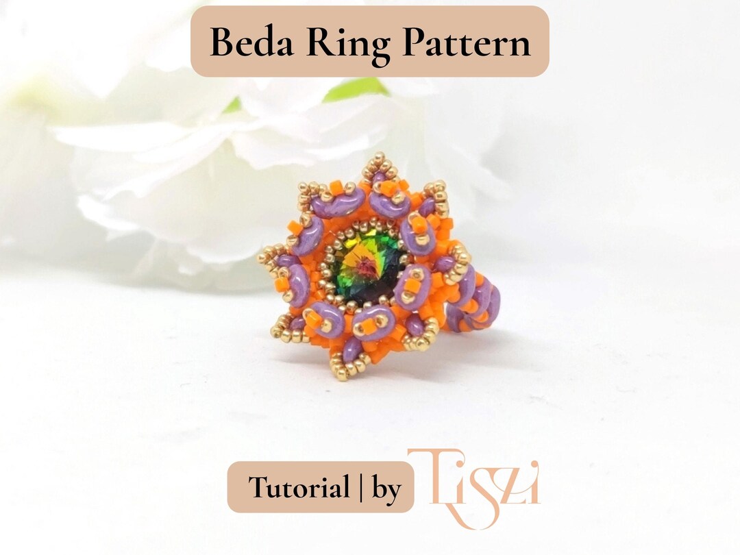 Beda Beaded Ring Pattern - Vibrant Flower Design With Superduo Beads ...