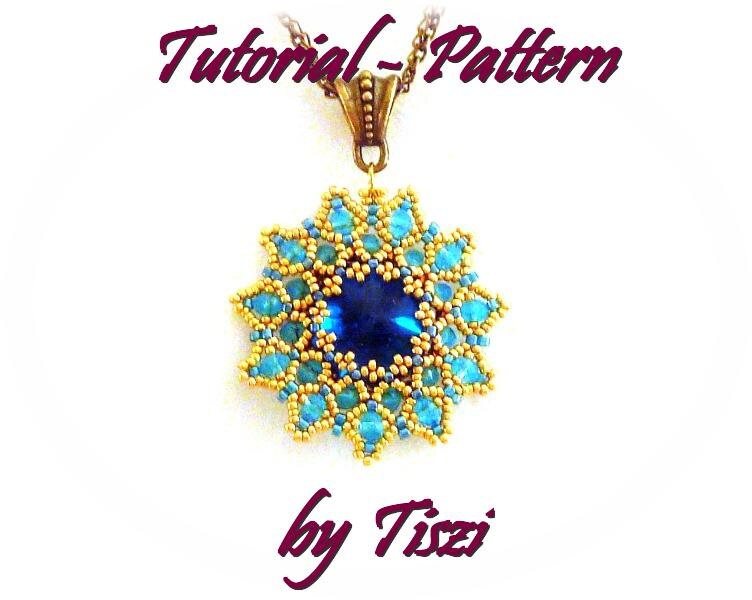 Beading Pattern Tutorial for Beaded Pendant Meda With Rivoli - Etsy
