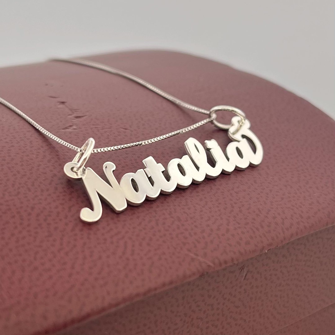 Personalized Sterling Silver Nameplate Necklace – Cursive Script Custom ...