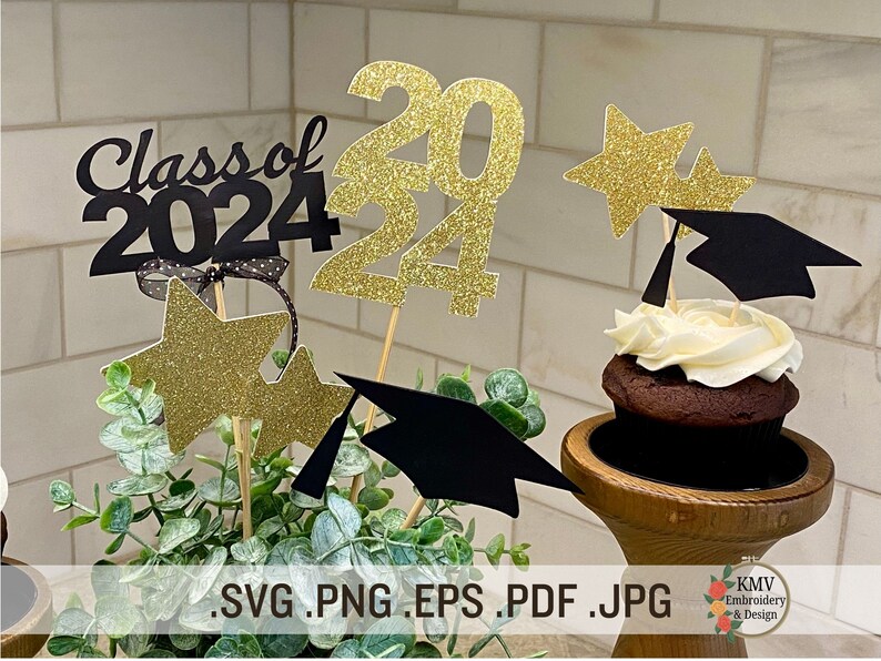 SVG 2024 Graduation Cupcake Topper, Party Decoration Cut Files, Class ...