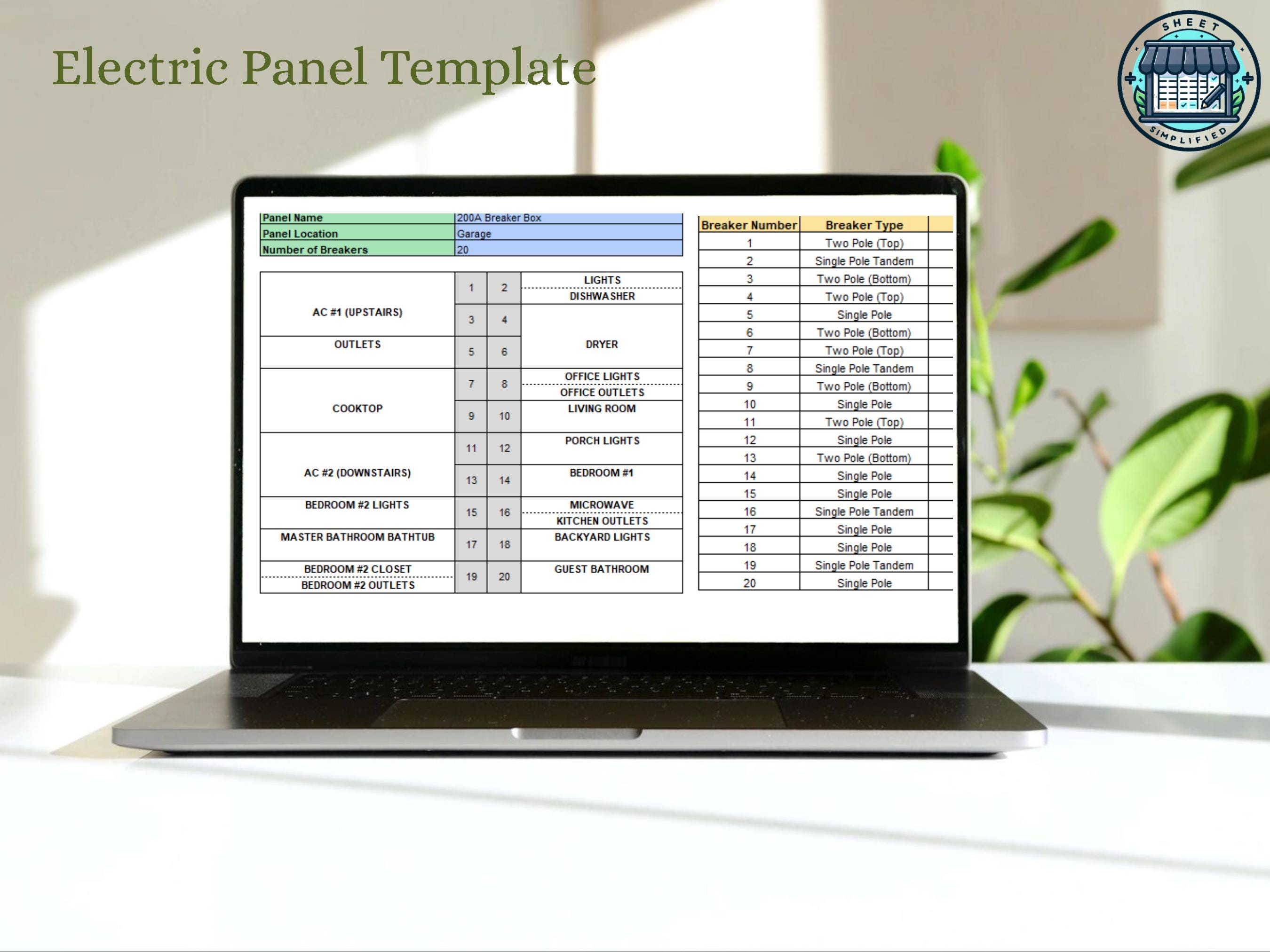 Electrical Panel Labeling Template - Etsy