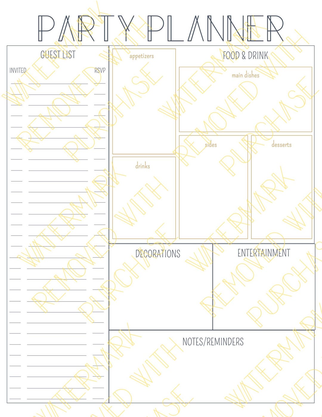 Simple Party Planning Printable, Guest List Tracker, Party Planning ...