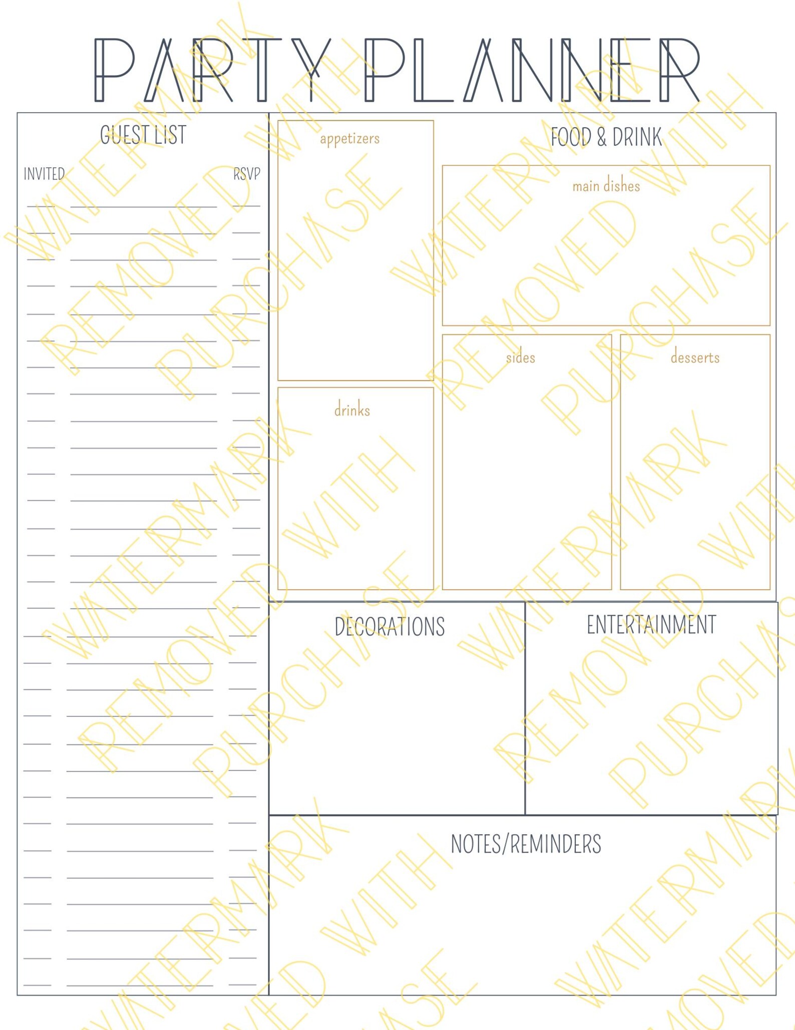 Simple Party Planning Printable, Guest List Tracker, Party Planning ...