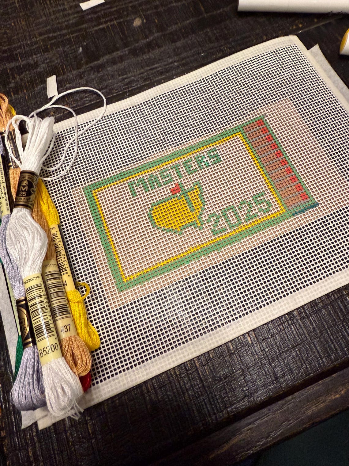 Masters 2025 Needlepoint Canvas – Hand-painted 13 Mesh Matchbox Design ...