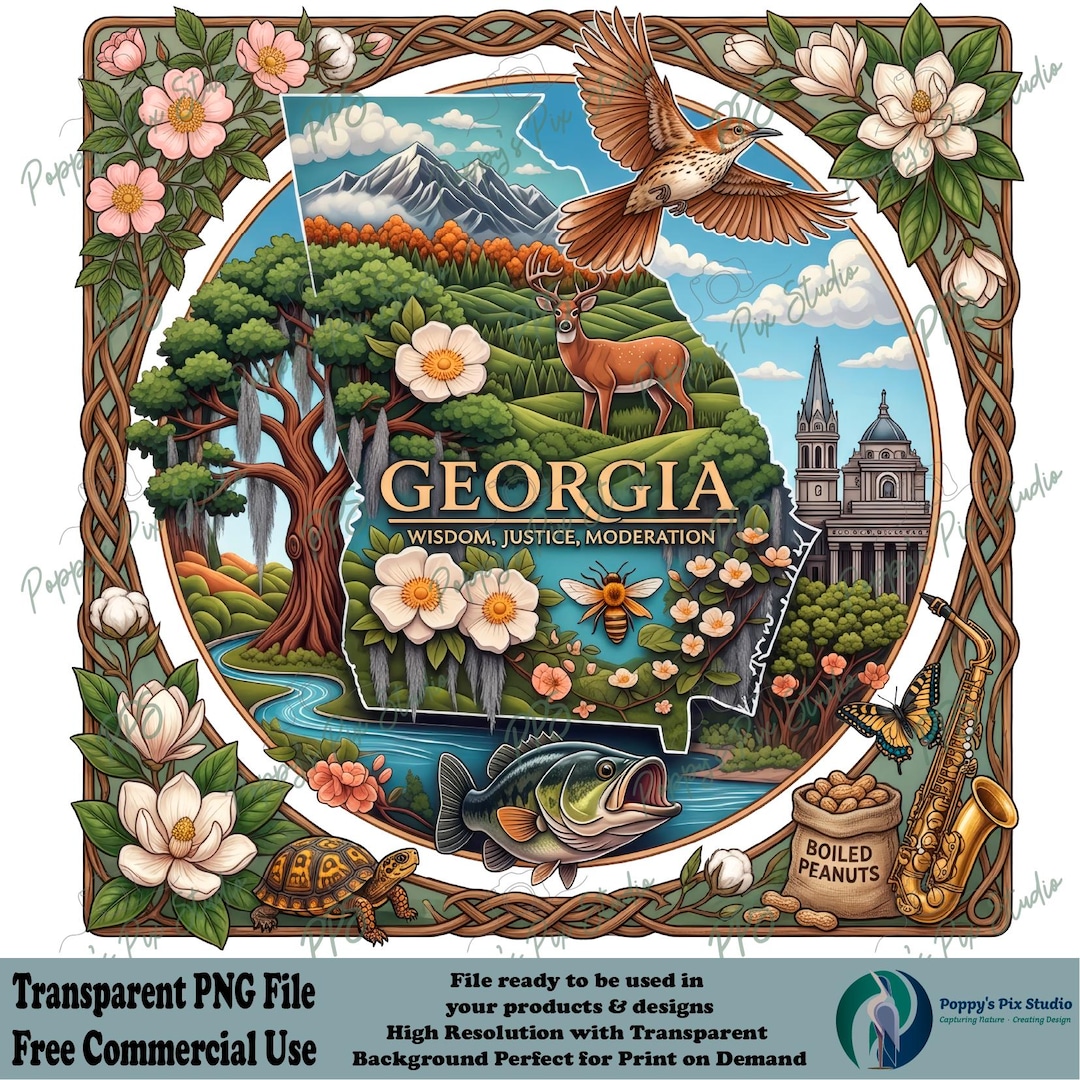 Georgia PNG | State Design With Motto | Transparent POD File ...