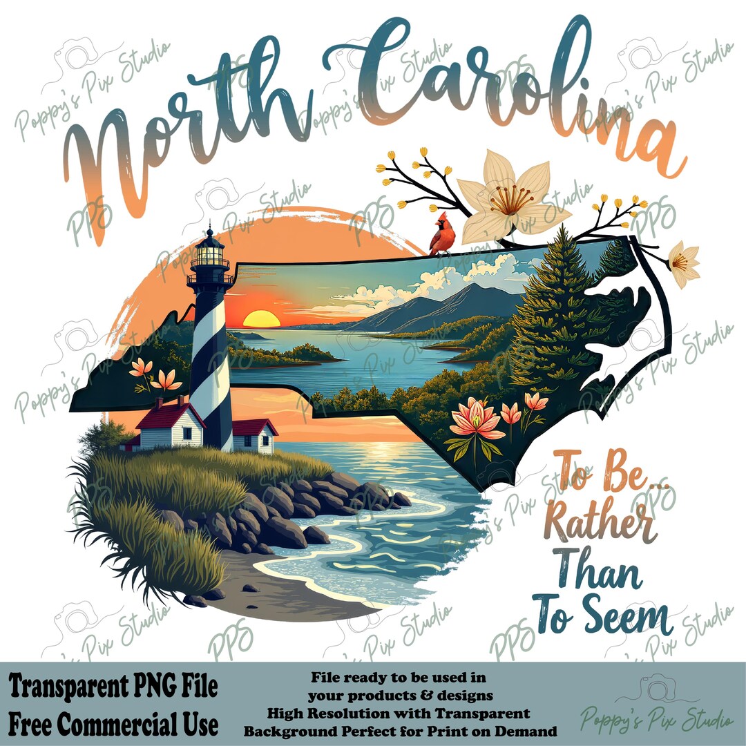 North Carolina PNG | State Design With Motto | Transparent POD File ...