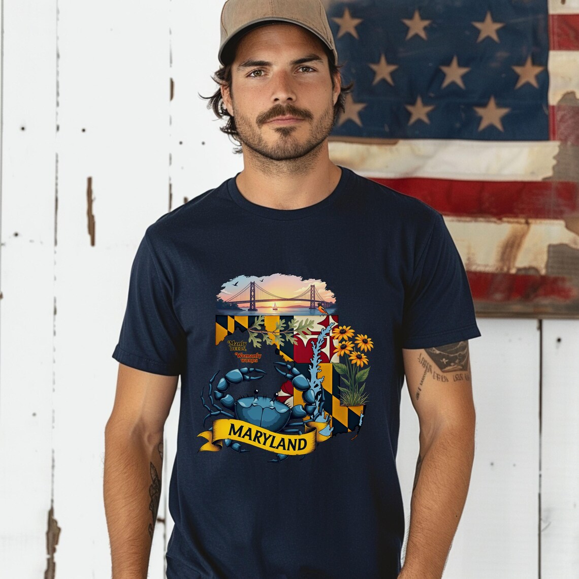 Maryland State PNG | Blue Crab & State Flag | Transparent POD Design ...