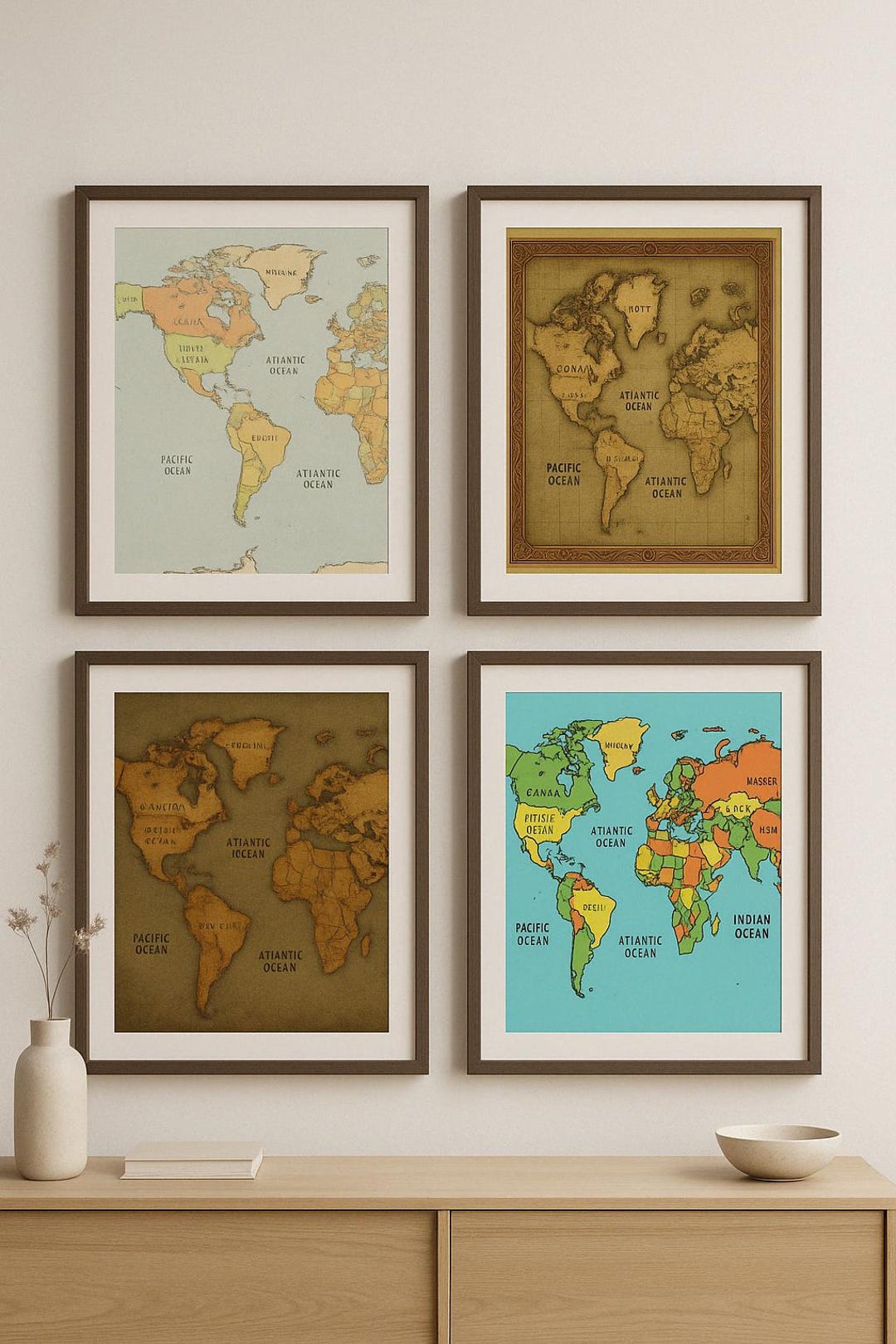 World Map Posters -multiple Styles and Sizes | Vintage, Modern, Cartoon ...