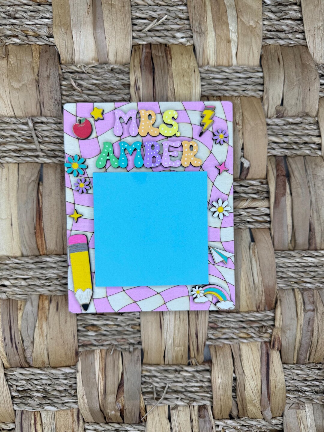 Personalized Teacher Gift Hand Painted Post-it Note Holder Desk ...