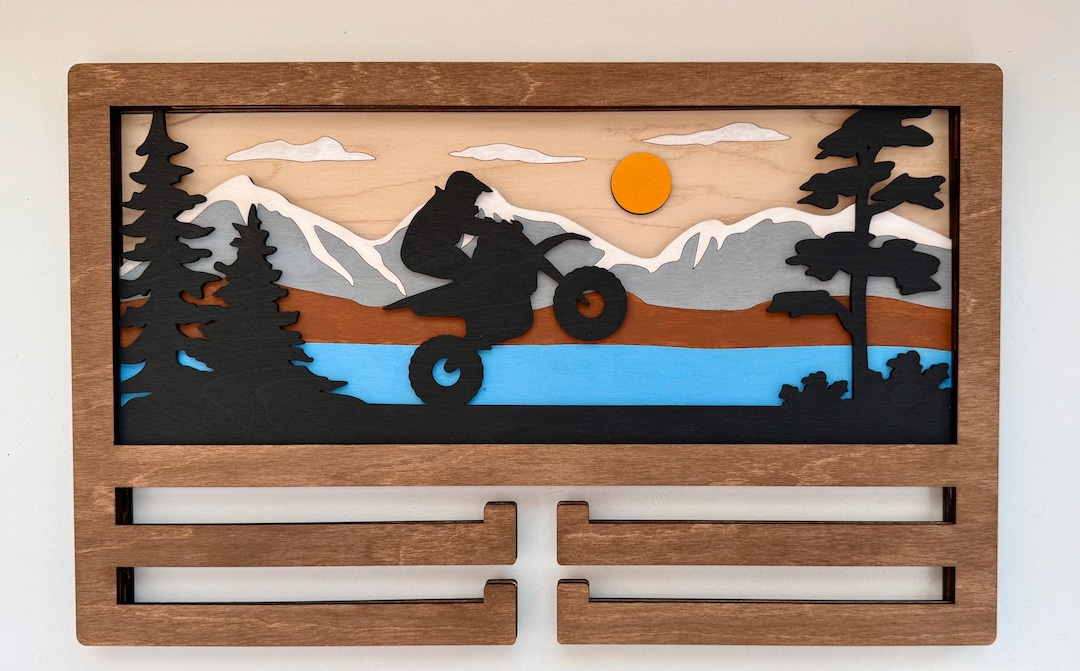 Motocross/dirt Bike Medal Holder - Maple Wood 4-prong Medal Display ...