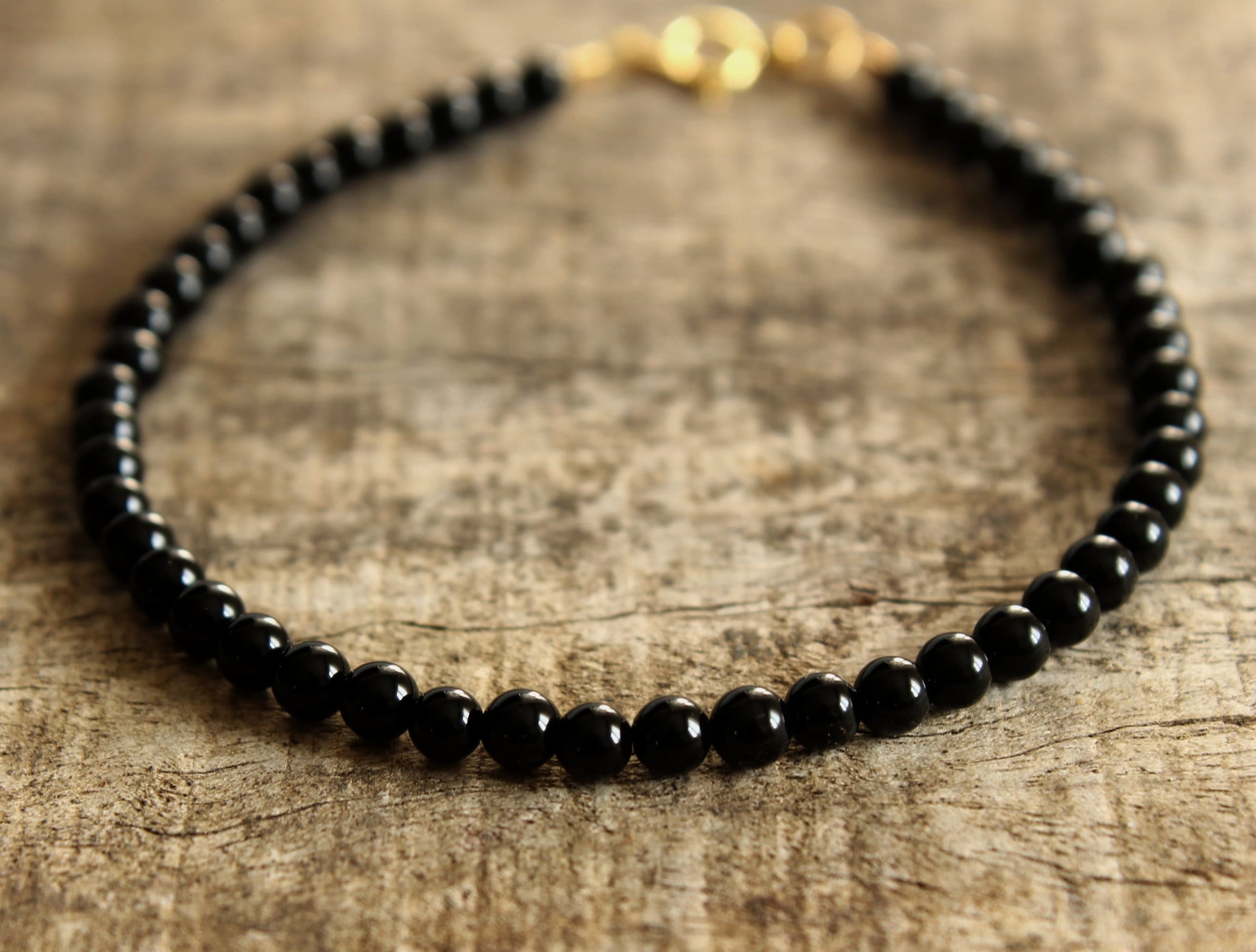 Black Onyx Bracelet, Black Beaded Bracelet for Women, Black Gemstones ...