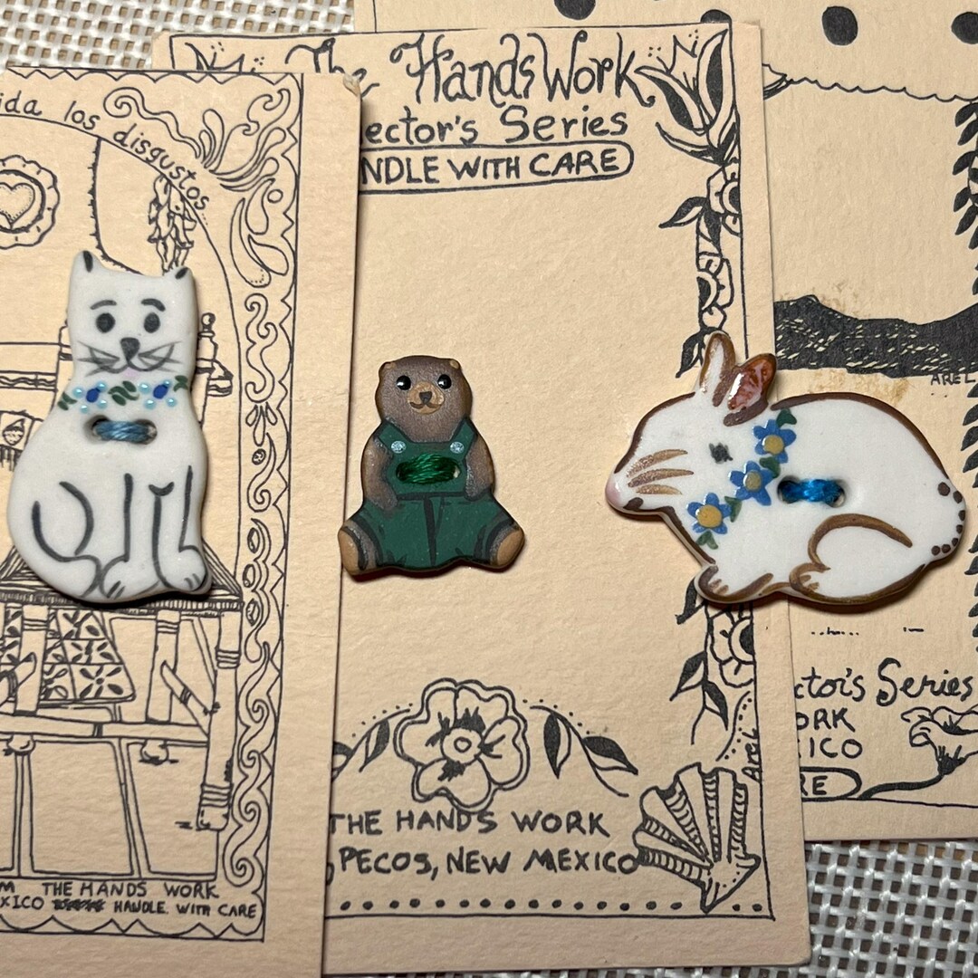 Ceramic Animal Button, Choose ONE, Cat, Teddy Bear, or Bunny Rabbit - Etsy