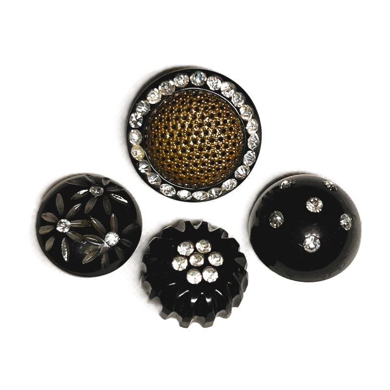 Black Rhinestone Buttons - Etsy