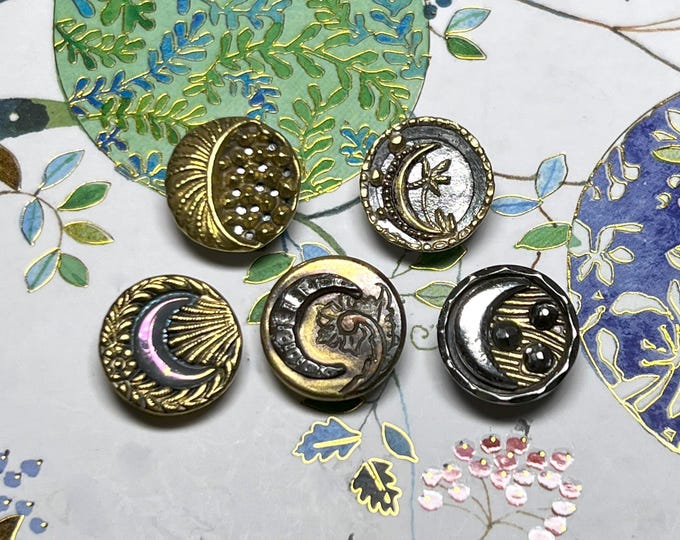 Vintage Crescent Moon Buttons Mix of 5 Metal - Etsy