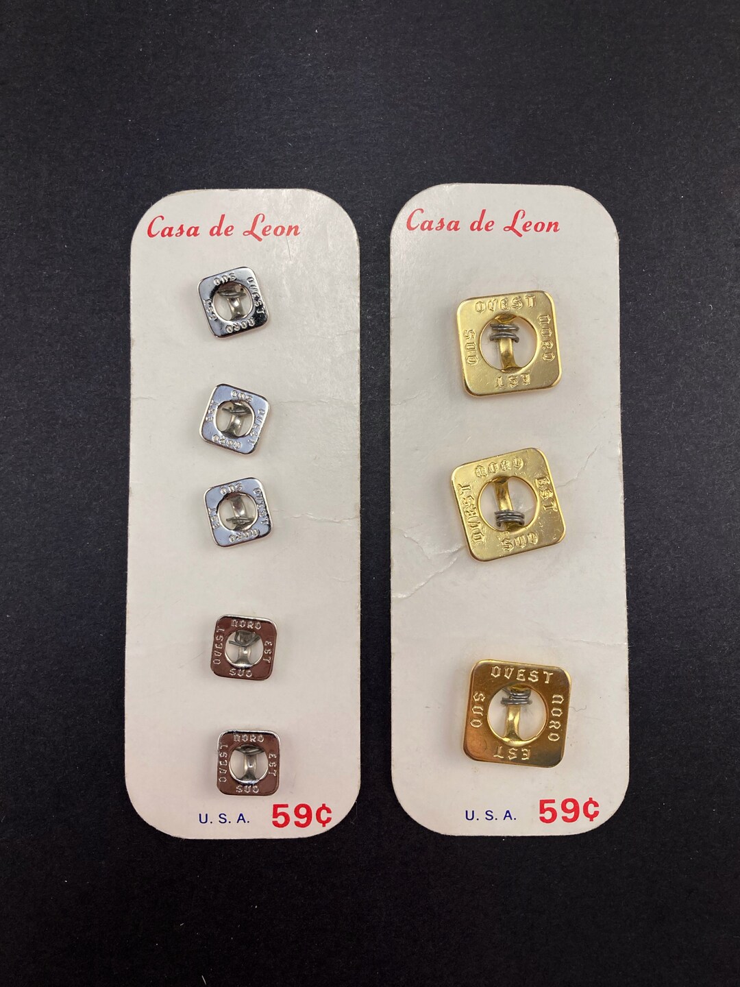 Silver & Gold Square Buttons: Vintage! I Usable for Denim Jeans ...