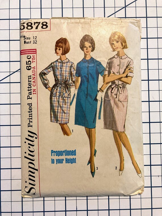 Column Dress Sewing Pattern 1960s I Button Down Dress I Shirt - Etsy