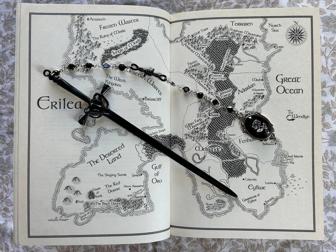 Black Fantasy Sword Bookmark With Charms - Etsy