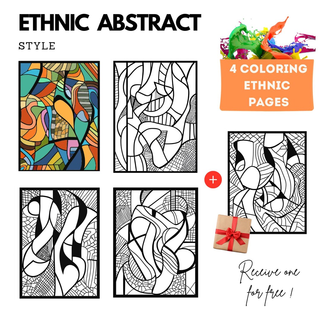 4 Ethnic Coloring Sheets for Adults | Stress Relief Art | Relaxation ...