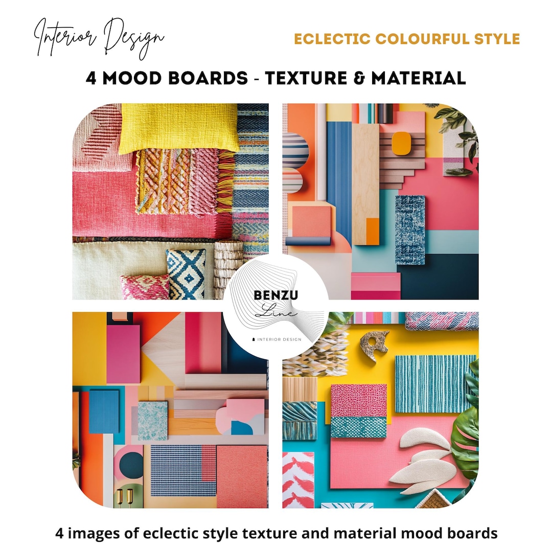 Eclectic Interior Design Mood Board, Texture and Material Board, Home ...