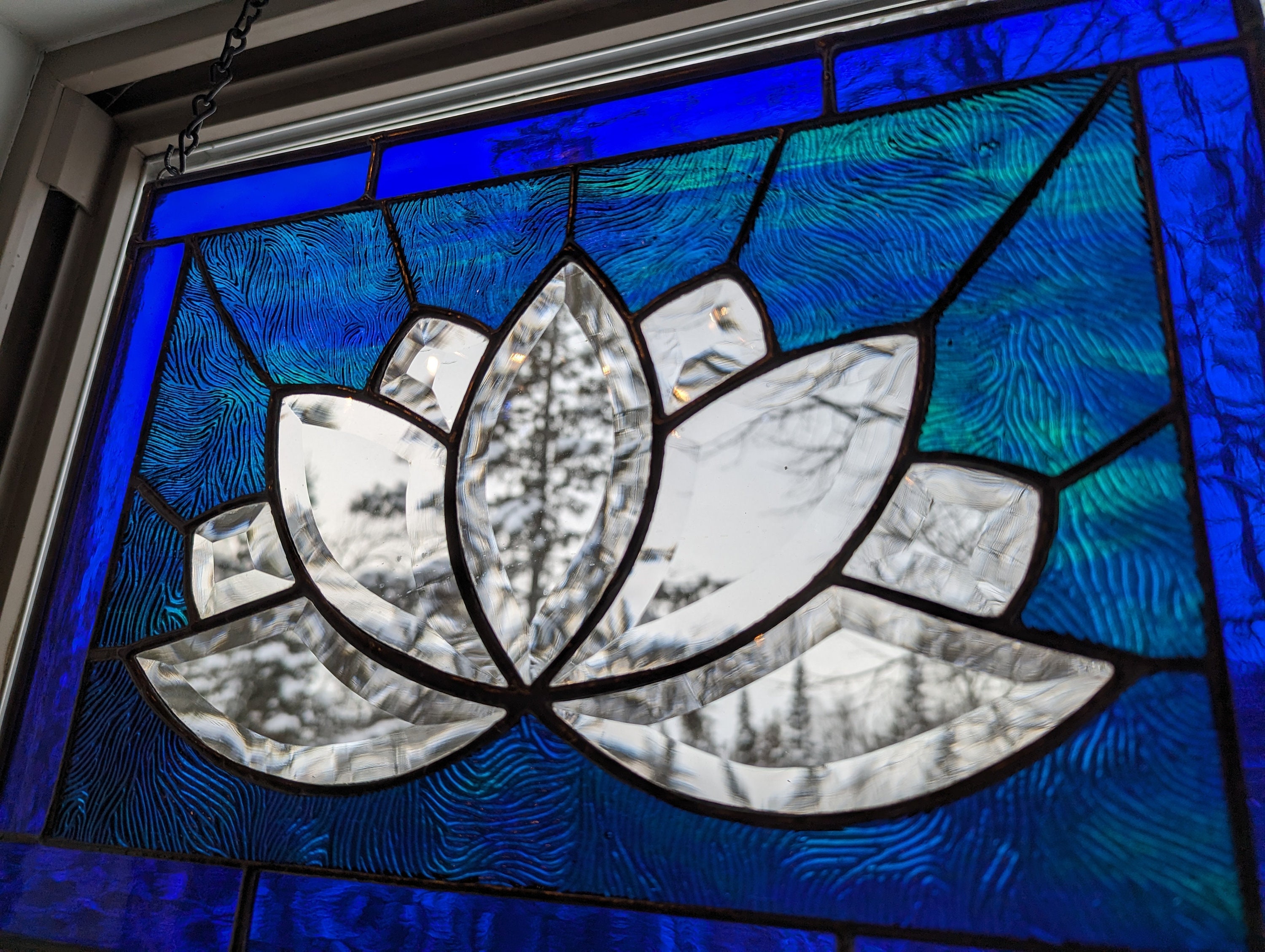 Lotus Flower Prism Stained Glass Panel - Etsy