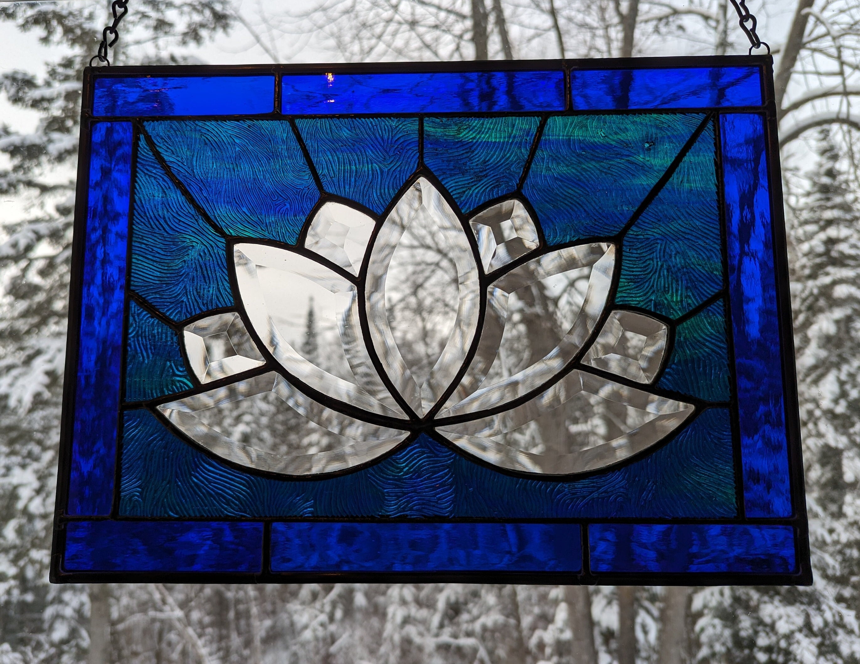 Lotus Flower Prism Stained Glass Panel - Etsy