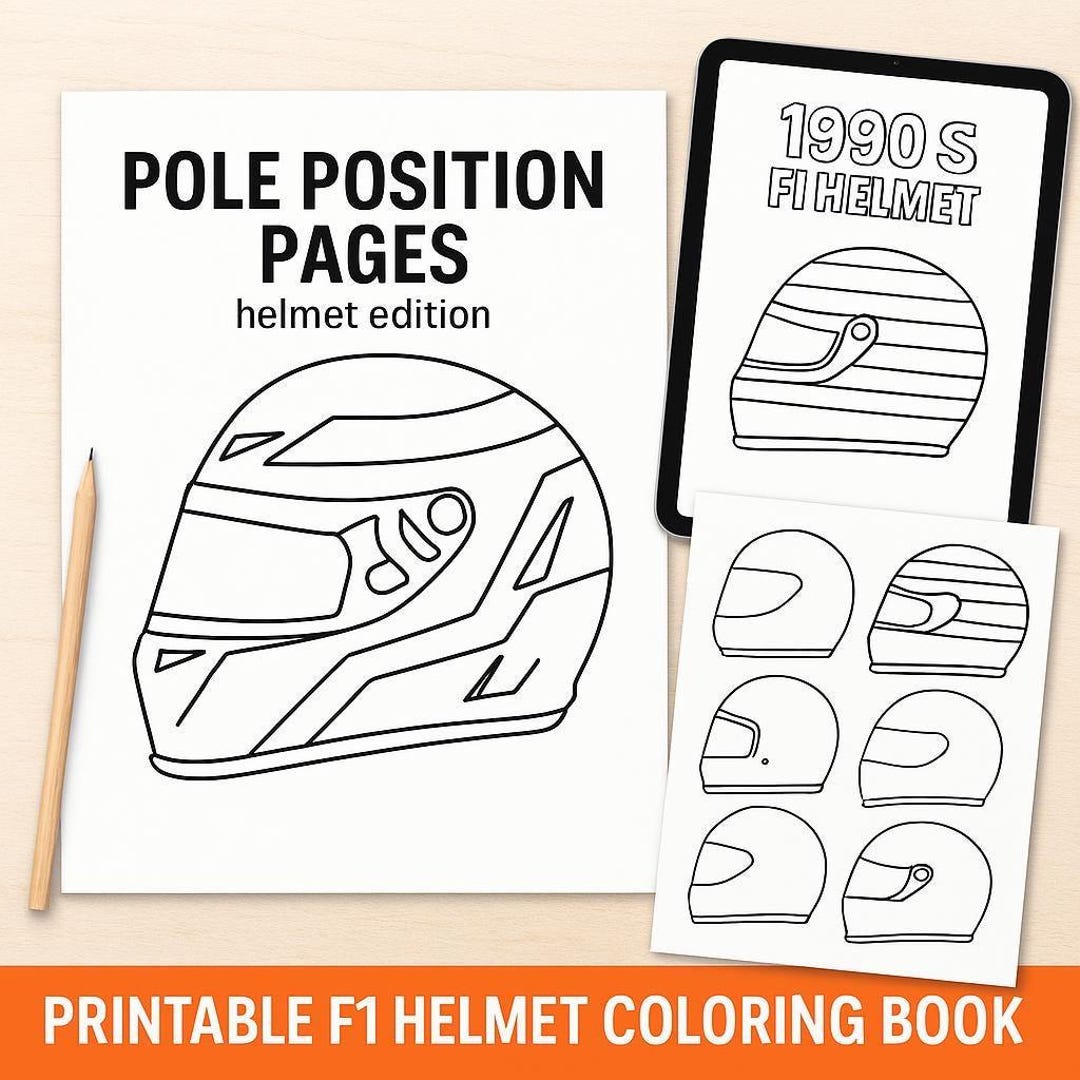Pole Position Pages: F1 Helmet Coloring Collection (printable PDF) - Etsy