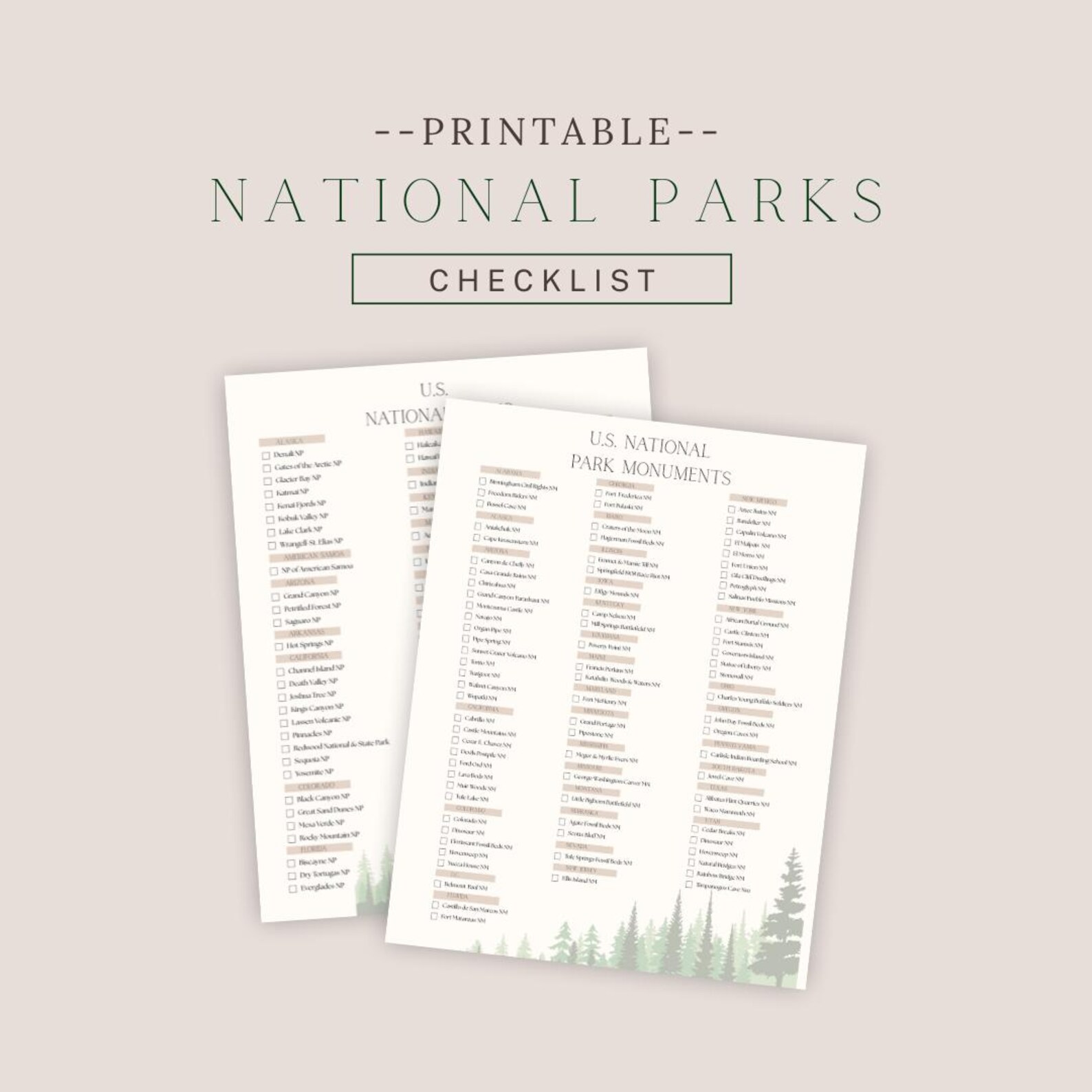 National Park Checkoff List Printable | US Park Challenge | National ...