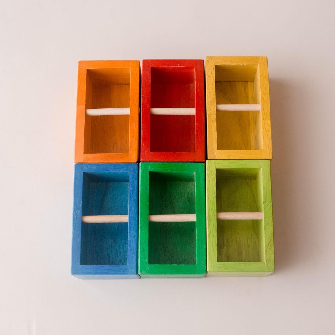 Wooden Sorting Containers: Montessori Color Recognition Toy - Etsy